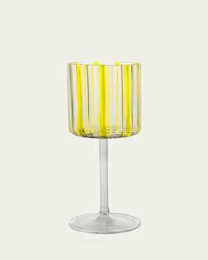 TUTTOATTACCATO Lemon Yellow Stripe Wine Glass, 6.75 Oz. Lemon Yellow