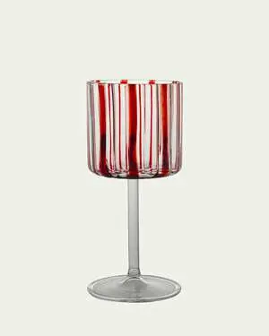 TUTTOATTACCATO Stripe Wine Glass, 6.75 Oz - Red