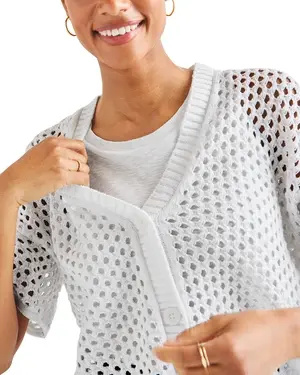 Splendid Nova Pointelle Cardigan - White