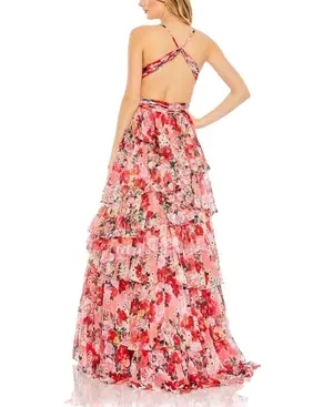 Mac Duggal Ieena Pleated Chiffon Cut Out Ballgown