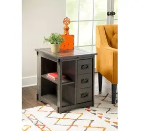 LINON Home Hellings Accent Side Table Cabinet W / Storage - One-color