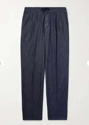 Brunello Cucinelli Pleated Denim Drawstring Trousers
