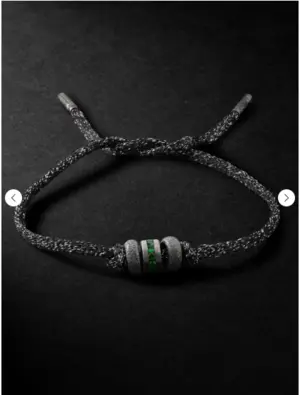 Carolina Bucci Forte Blackened Gold, Tsavorite And Lurex Bracelet - Black