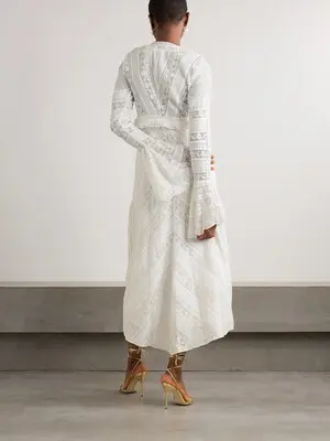 weil cotton lace maxi dress Weil Pintucked Lace-trimmed Cotton Maxi Dress