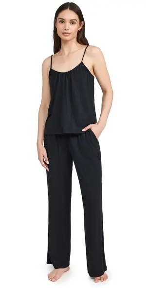 Eberjey Gisele Tencel Modal Cami & Pant Pajama Set - Black