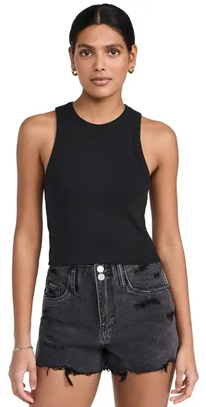 Sold Out NYC Cropped Ribbed Tank - Black