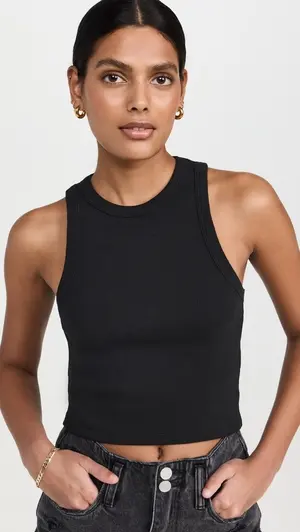 Sold Out NYC Cropped Ribbed Tank - Black