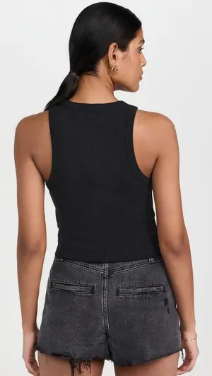 Sold Out NYC Cropped Ribbed Tank - Black