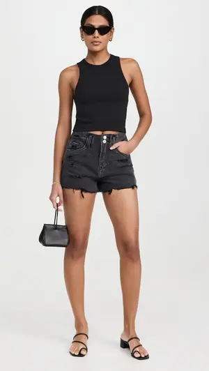 Sold Out NYC Cropped Ribbed Tank - Black