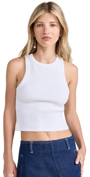 Sold Out NYC Cropped Ribbed Tank - White