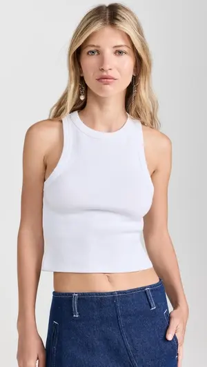 Sold Out NYC Cropped Ribbed Tank - White