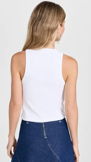 Sold Out NYC Cropped Ribbed Tank - White