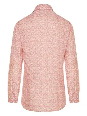 BARBA NAPOLI Floral-print Linen Shirt - Red