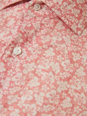BARBA NAPOLI Floral-print Linen Shirt - Red