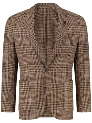 LARDINI Brooch-detail Single-breasted Blazer - Brown