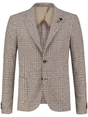 LARDINI Brooch-detail Single-breasted Blazer - Brown