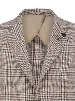LARDINI Brooch-detail Single-breasted Blazer - Brown