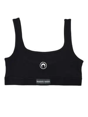 MARINE SERRE Crescent Moon-embroidered Bra - Black