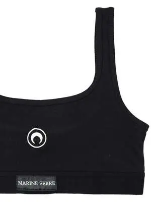 MARINE SERRE Crescent Moon-embroidered Bra - Black
