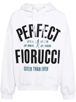 Fiorucci Graphic Print Cotton Hoodie - White