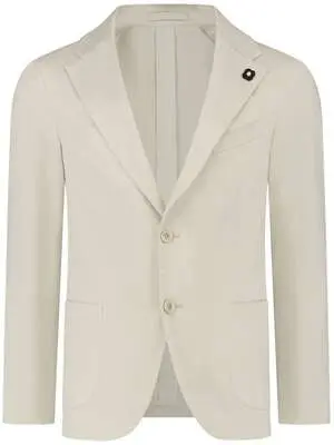 LARDINI Brooch-detail Single-breasted Blazer - Neutrals