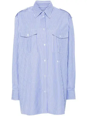 MSGM Logo-embroidered Striped Shirt