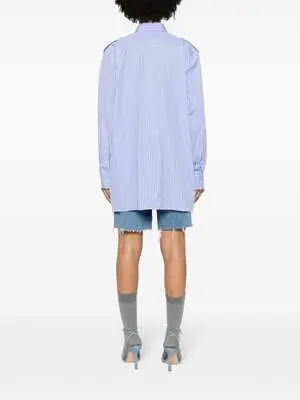 MSGM Logo-embroidered Striped Shirt