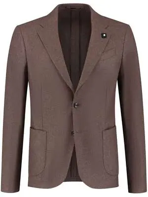 LARDINI Brooch-detail Single-breasted Blazer - Brown