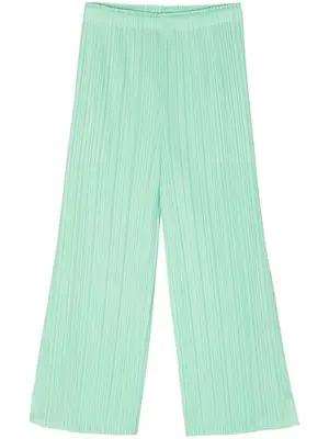 Issey Miyake Pleated Cropped Trousers - Green