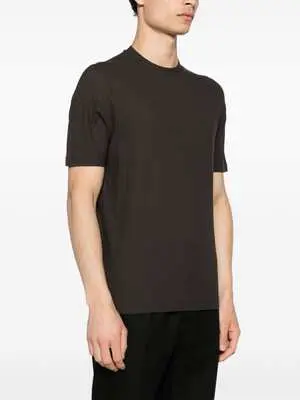 DELL'OGLIO Crew-neck Cotton T-shirt - Brown