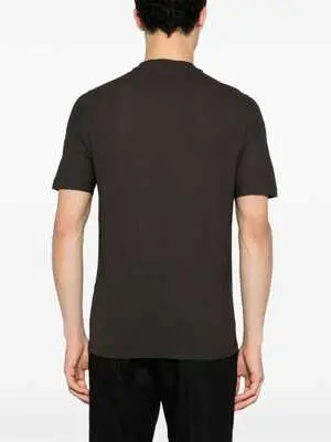 DELL'OGLIO Crew-neck Cotton T-shirt - Brown