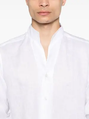 DELL'OGLIO Band-collar Linen Shirt