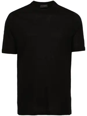 DELL'OGLIO Crew-neck Cotton T-shirt - Black
