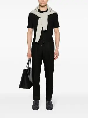 DELL'OGLIO Crew-neck Cotton T-shirt - Black