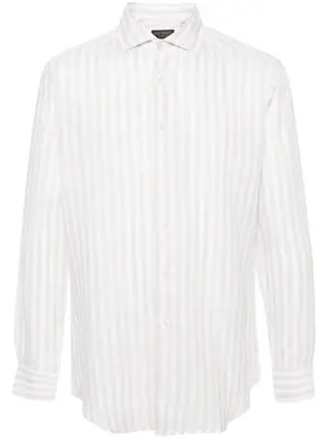 DELL'OGLIO Striped Linen Shirt - Neutrals