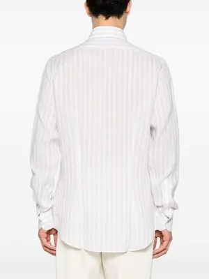 DELL'OGLIO Striped Linen Shirt - Neutrals