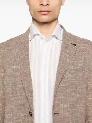 DELL'OGLIO Striped Linen Shirt - Neutrals