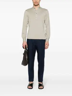 DELL'OGLIO Long-sleeve Cotton Henley Shirt