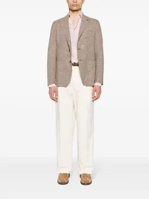 DELL'OGLIO Striped Linen Shirt - Orange