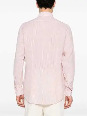 DELL'OGLIO Striped Linen Shirt - Orange