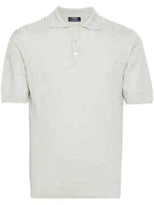 BARBA NAPOLI Ribbed Linen-blend Polo Shirt - Green