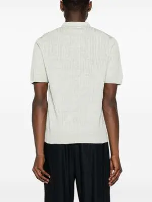 BARBA NAPOLI Ribbed Linen-blend Polo Shirt - Green