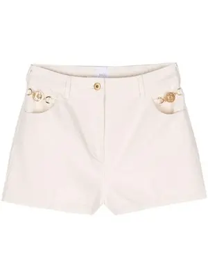 PATOU Logo-engraved Medallion Cotton Shorts - Neutrals