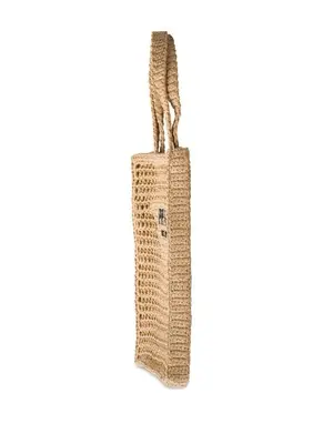 Prada Triangle-logo Raffia Tote Bag - Neutrals