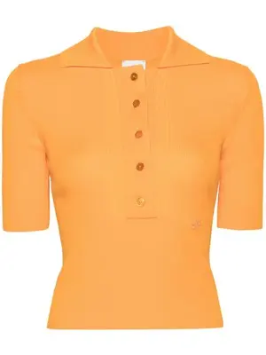 PATOU Ribbed Short-sleeve Polo Top