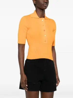 PATOU Ribbed Short-sleeve Polo Top