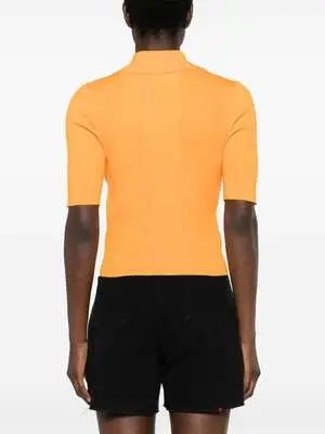 PATOU Ribbed Short-sleeve Polo Top