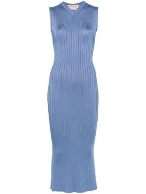 Marni Logo-jacquard Ribbed-knit Maxi Dress