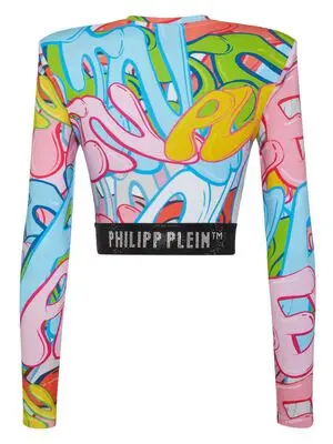 Philipp Plein Padded Shoulder Cropped Top