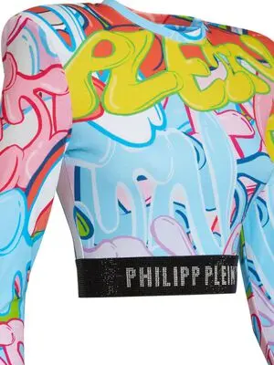 Philipp Plein Padded Shoulder Cropped Top